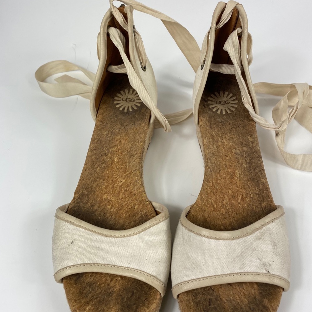 Ugg Ivory Espadrille Wedge Heel Sandals - Gem